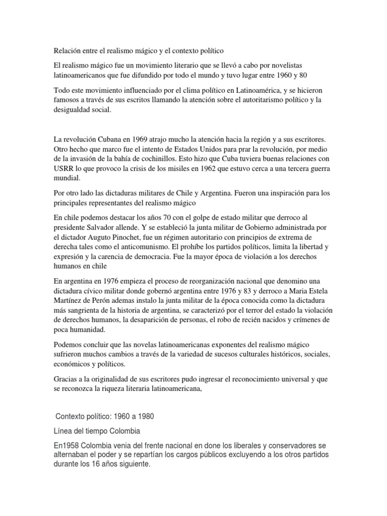 Contexto Político Realismo Magico 60-80 | PDF | Cuba | Revolución cubana