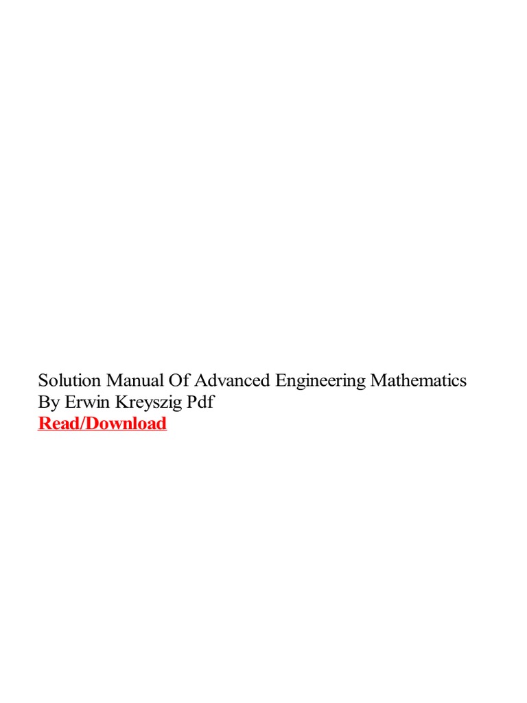 Solution Manual of Advanced Engineering Mathematics by Erwin Kreyszig ...