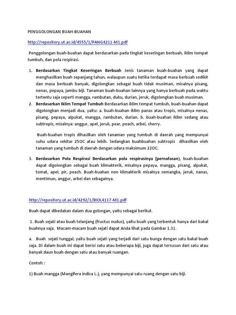 Penggolongan Buah Berdasarkan Iklim | PDF