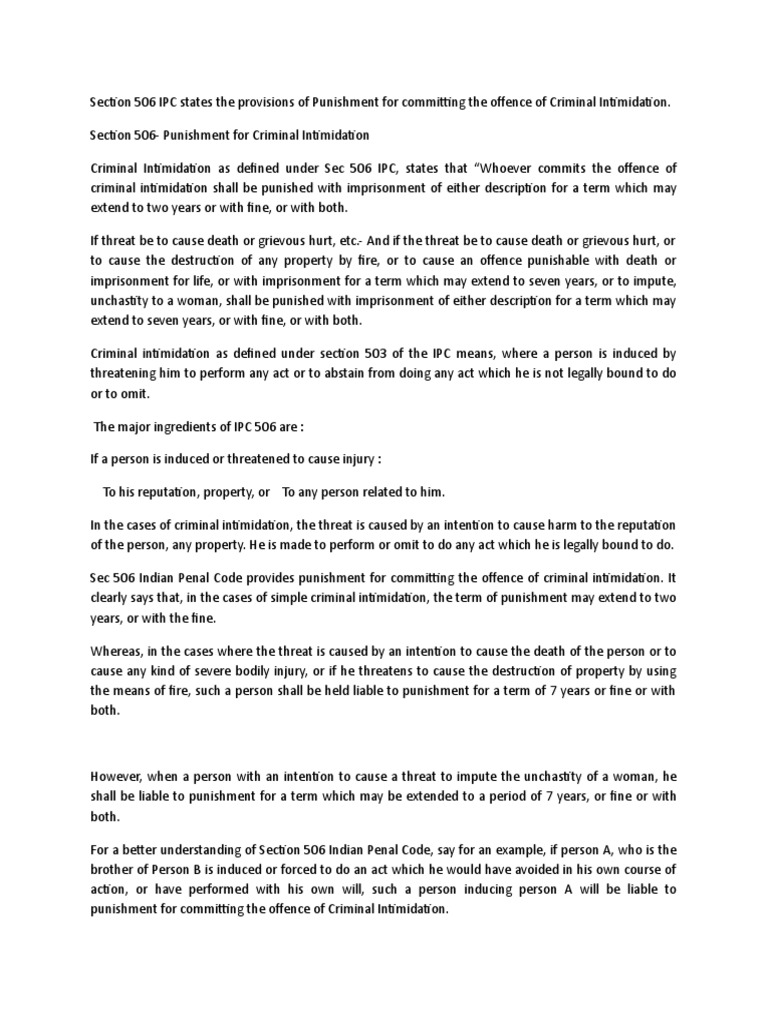 504 and 506 IPC | PDF | Crime & Violence | Crime Thriller