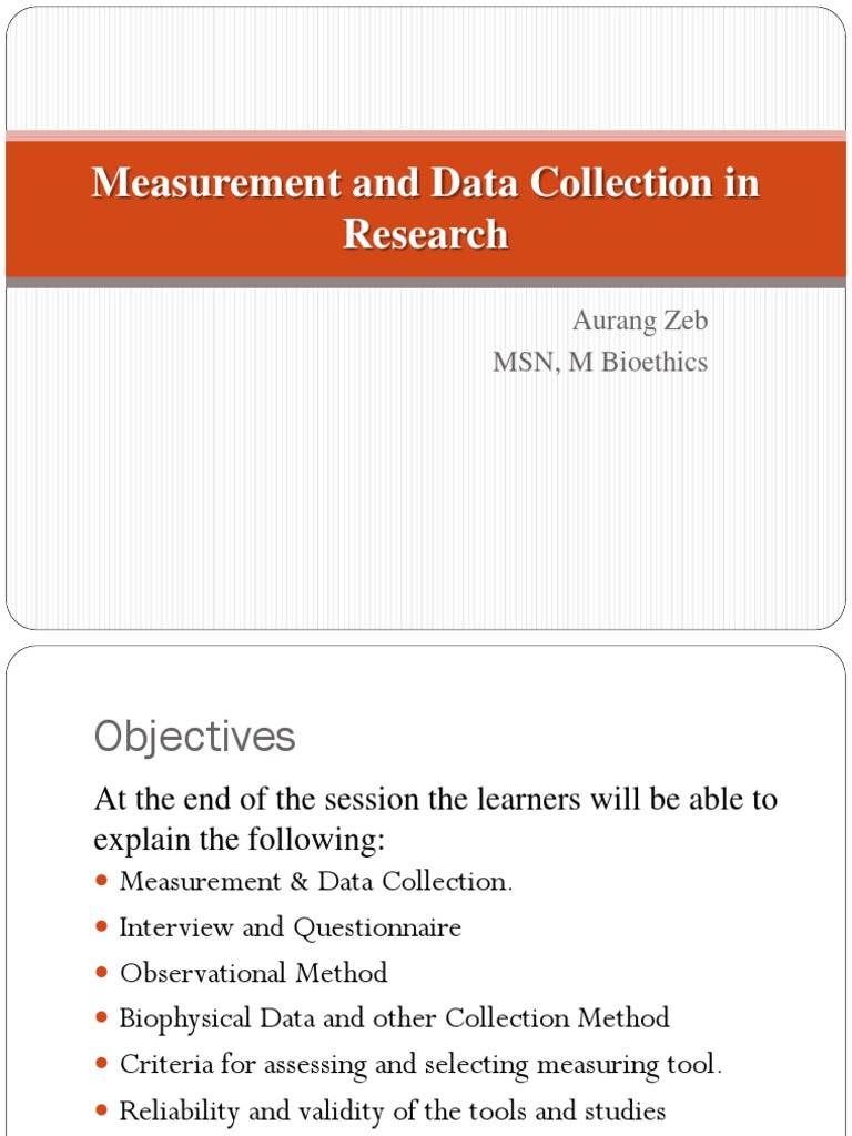 Measurement and Data Collection Methods | PDF | Level Of Measurement ...