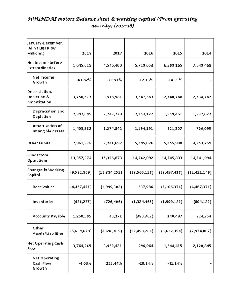 HYUNDAI Motors Balance Sheet | PDF | Investing | Depreciation