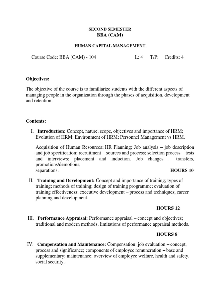 Second Semester Bba Notes | PDF | Human Resource Management | Human ...