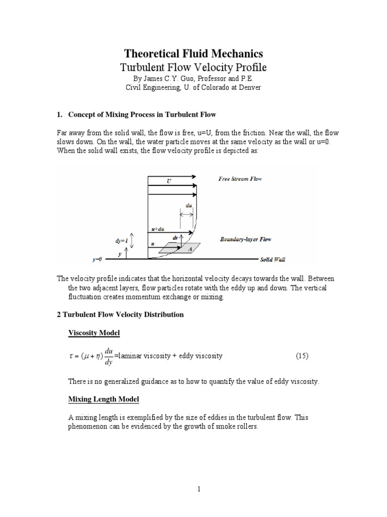 Turbulent Flow Velocity Profile: Theoretical Fluid Mechanics | PDF ...