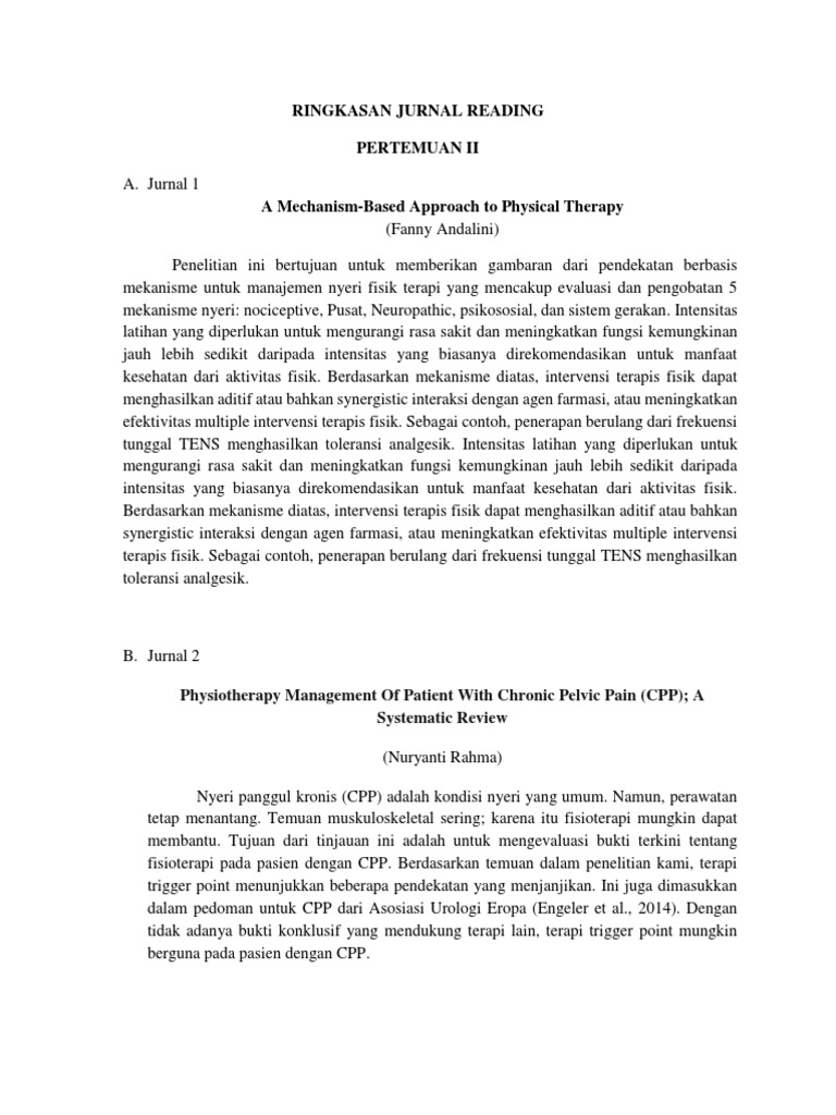 Ringkasan Jurnal Fisioterapi | PDF | Pengembangan Diri