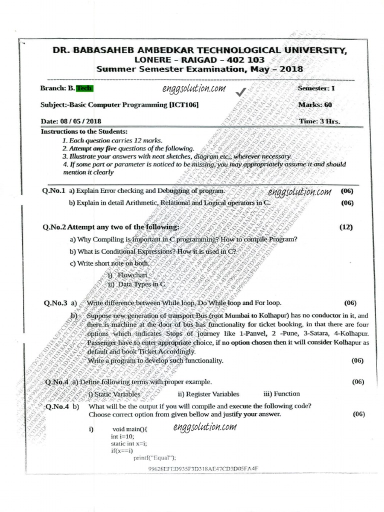 Exam Questions | PDF | Subroutine | Computer Programming