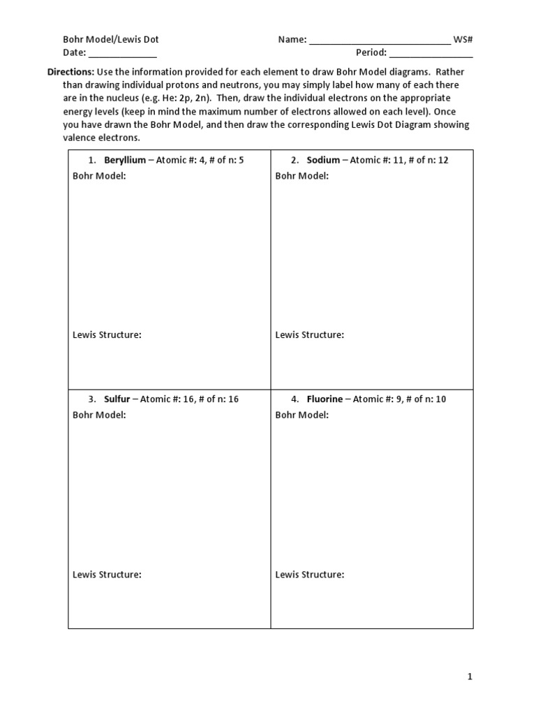 Bohr & Lewis Dot Diagrams Guide | PDF | Science & Mathematics