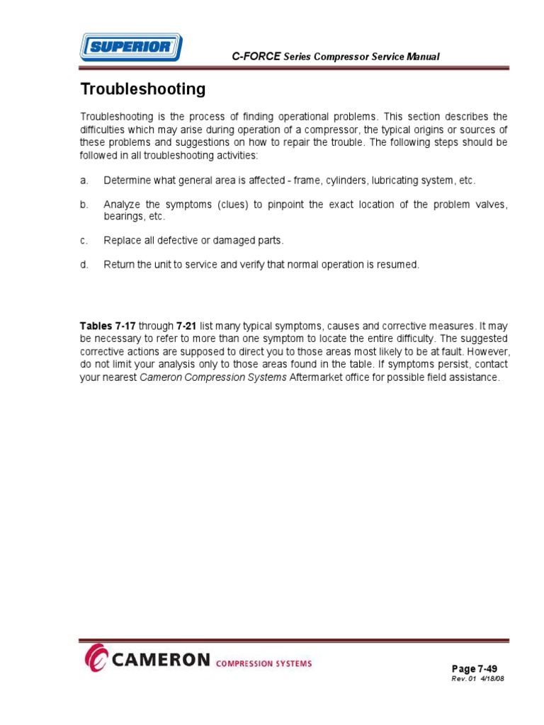 Troubleshooting: Series Compressor Service Manual | Download Free PDF ...