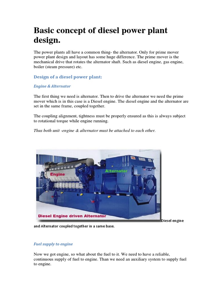 Basic Concept of Diesel Power Plant Design | PDF | Engines | Diesel Engine