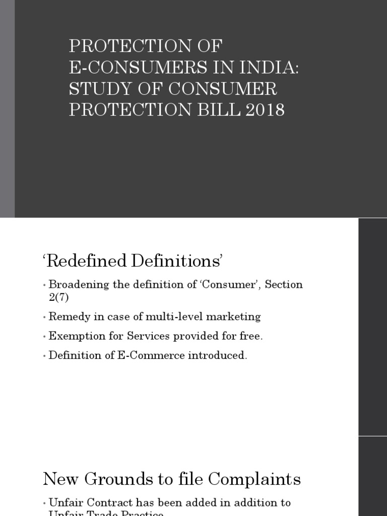 Protection of Consumer Protection Bill | PDF