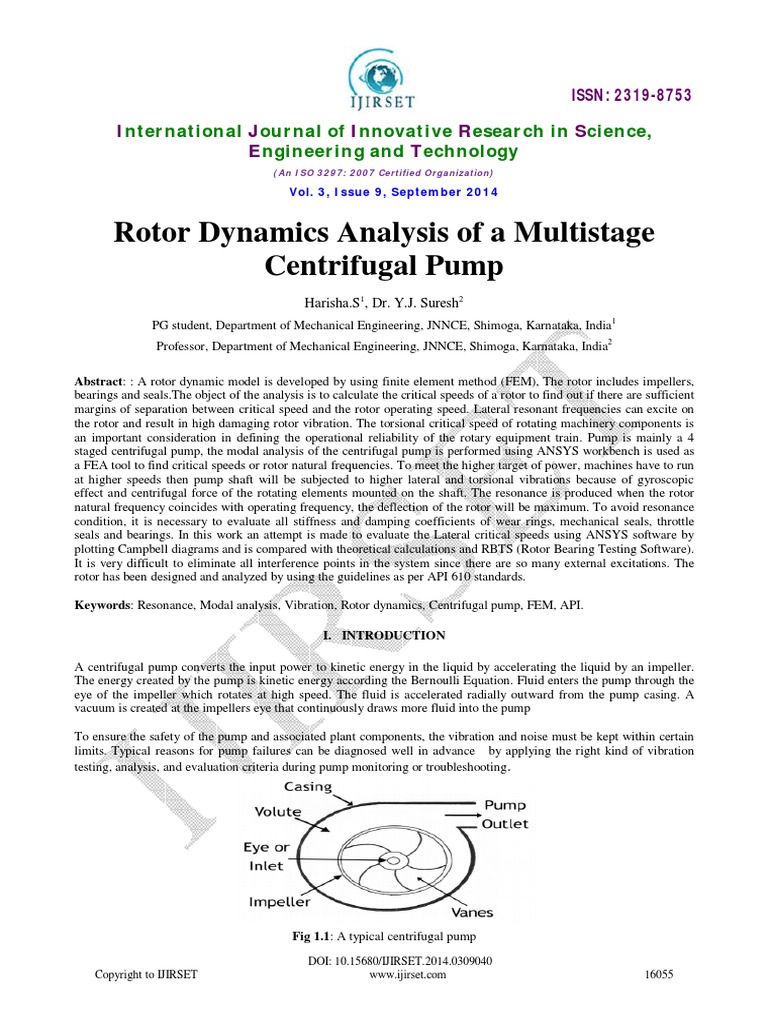Rotor Dynamics Analysis of A Multistage Centrifugal Pump | PDF | Pump ...