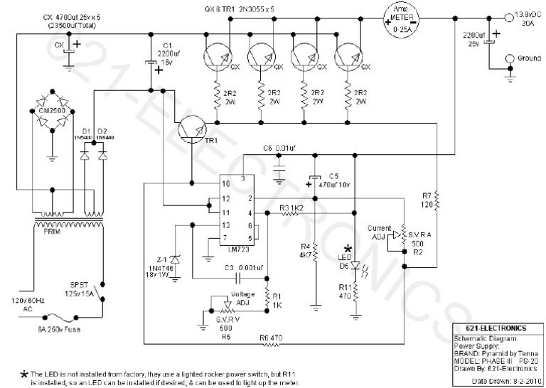 Pyramid PHASE III by Tenna PS-20 Power Supply Schematic | PDF