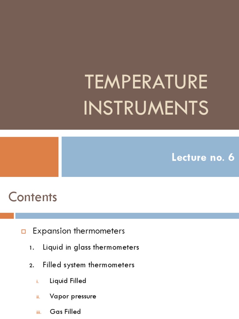 Lecture 6-Temperature - Expansion Meters | PDF | Thermometer | Thermal ...