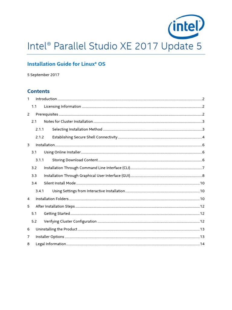 Intel® Parallel Studio XE 2017 Update 5: Installation Guide For Linux ...