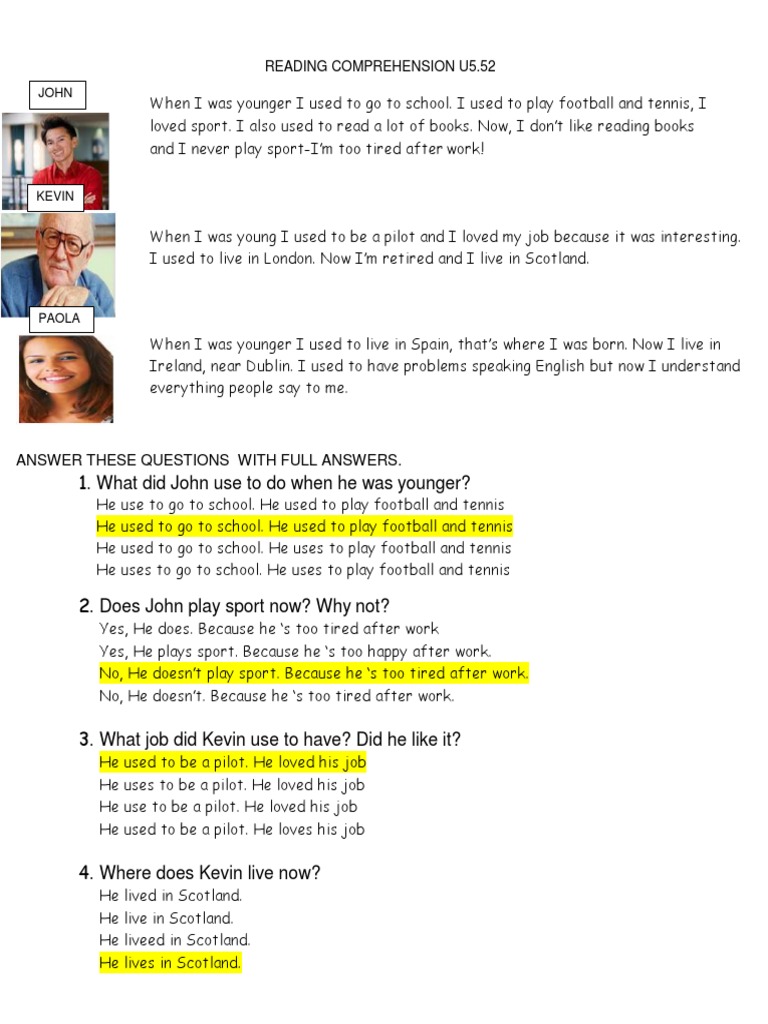 Reading Comprehension U5.52docx - 4y5 | PDF