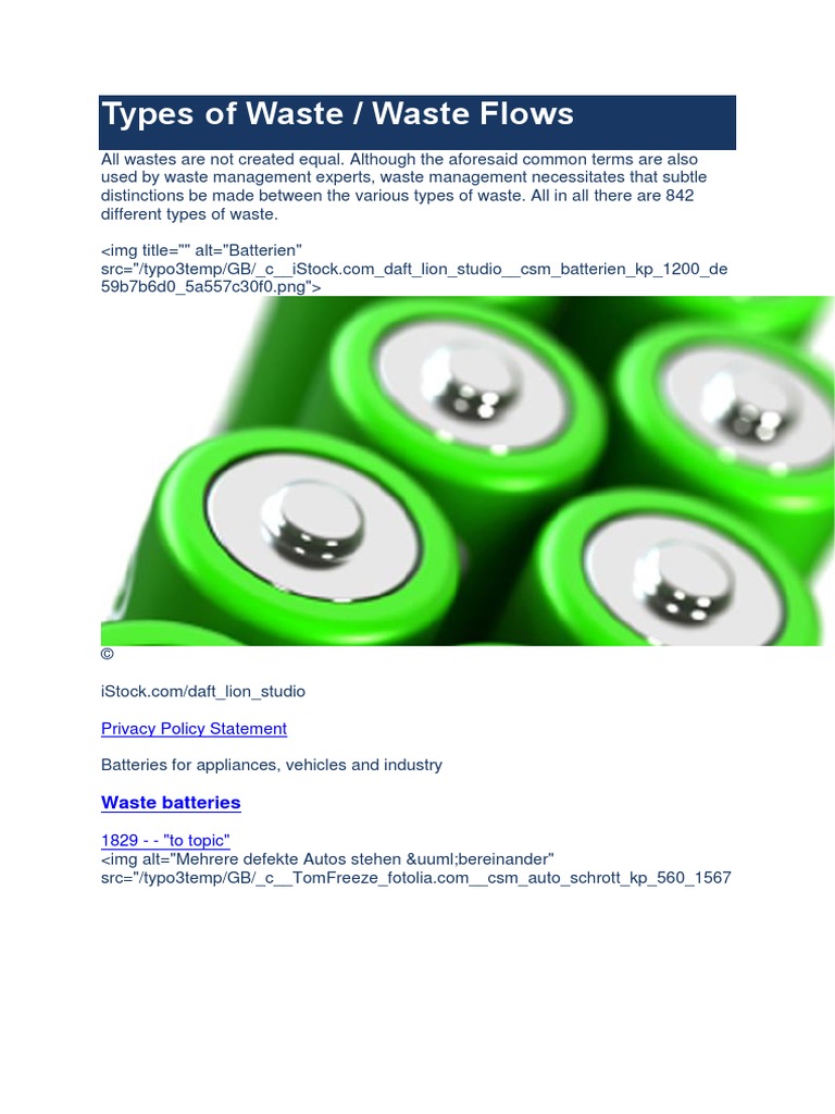 Types of Waste | PDF | Waste Management | Waste