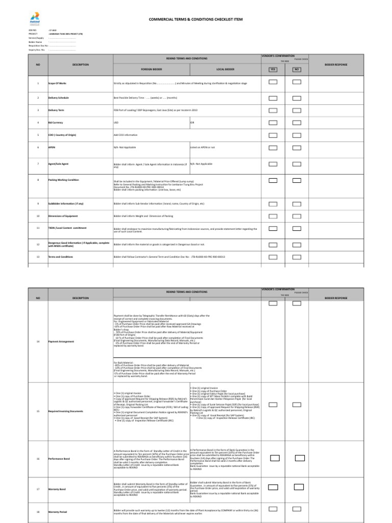 Commercial Check List Rev 3 | PDF | Receipt | Invoice