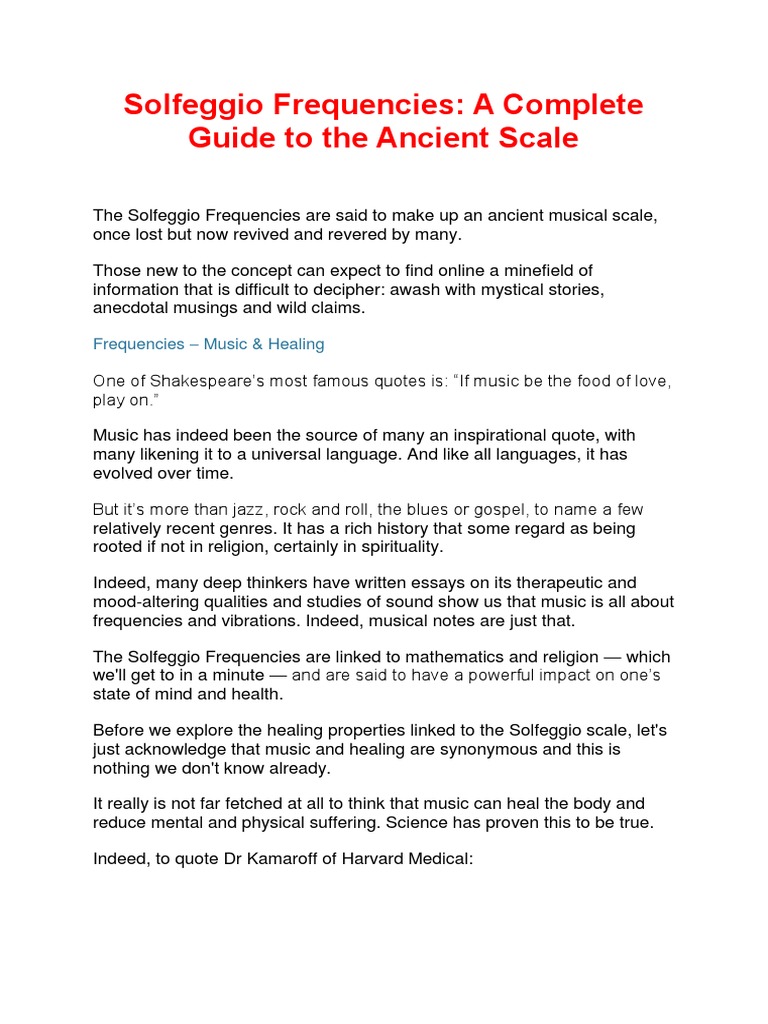 The History of Solfeggio Frequencies | PDF | Pitch (Music ...