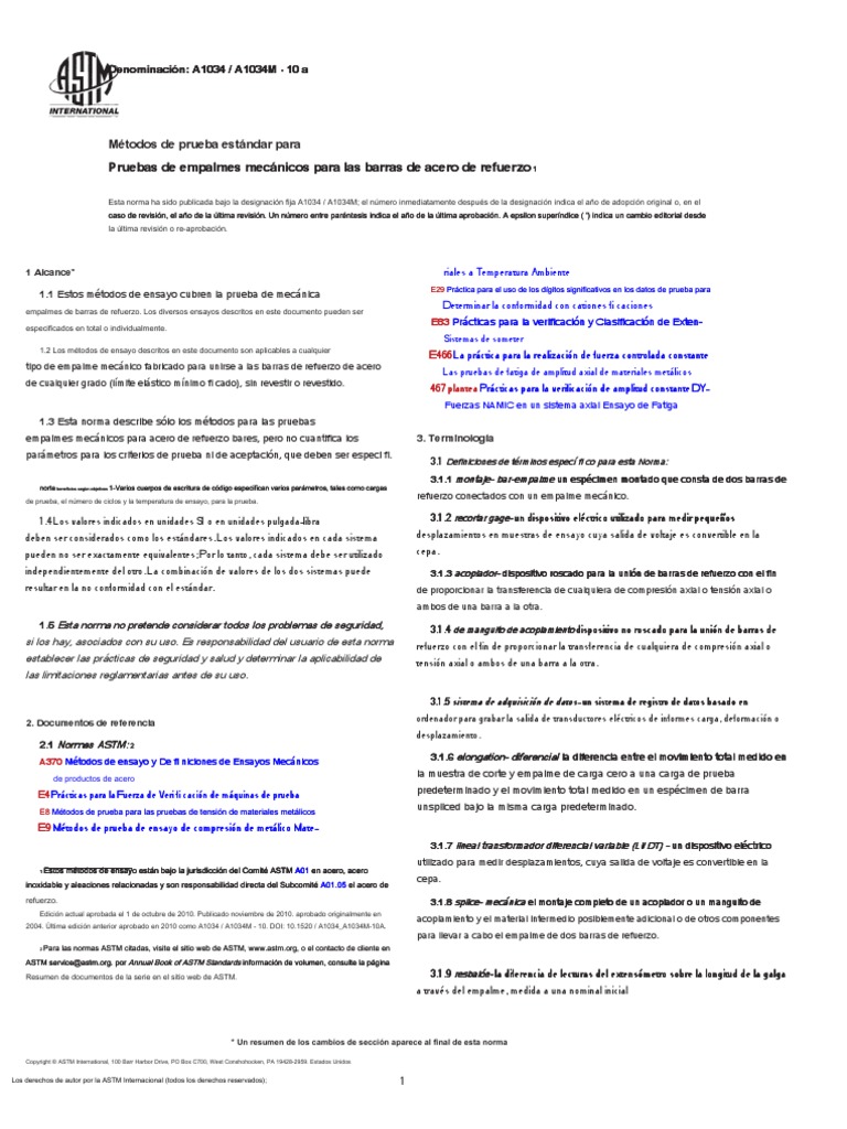 A1034 Astm - En.es | PDF | Fatiga (material) | Acero