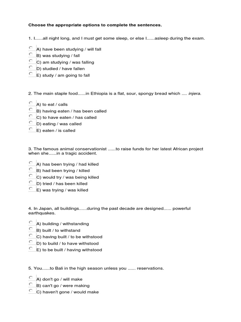 Sentence Completion Exercises | PDF