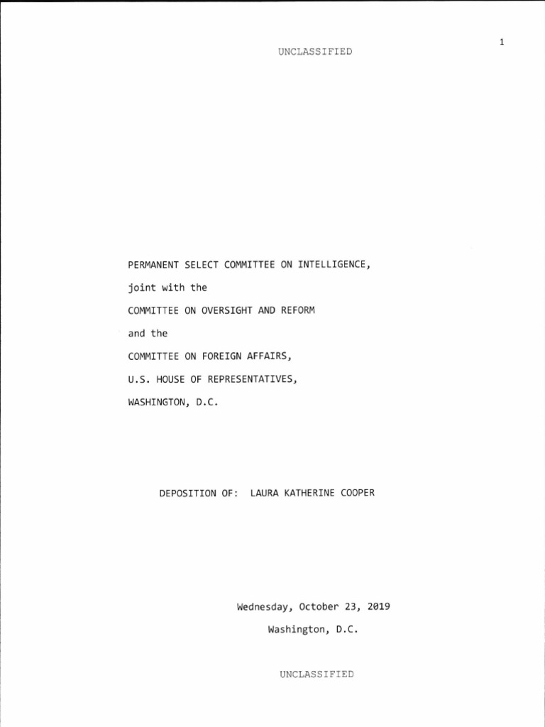 Transcript of Laura Cooper's Testimony | PDF | Classified Information ...