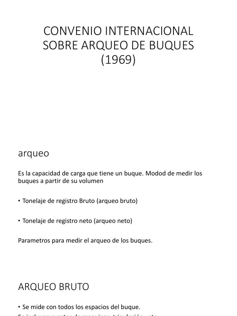 Convenio Internacional Sobre Arqueo de Buques | PDF | Volumen | Industria pesada