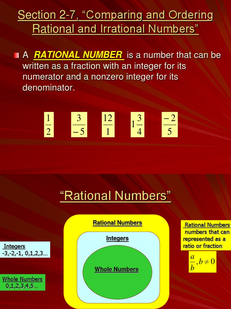 Comparing and Ordering Rational Numbers and Irrational Numbers - Foa ...