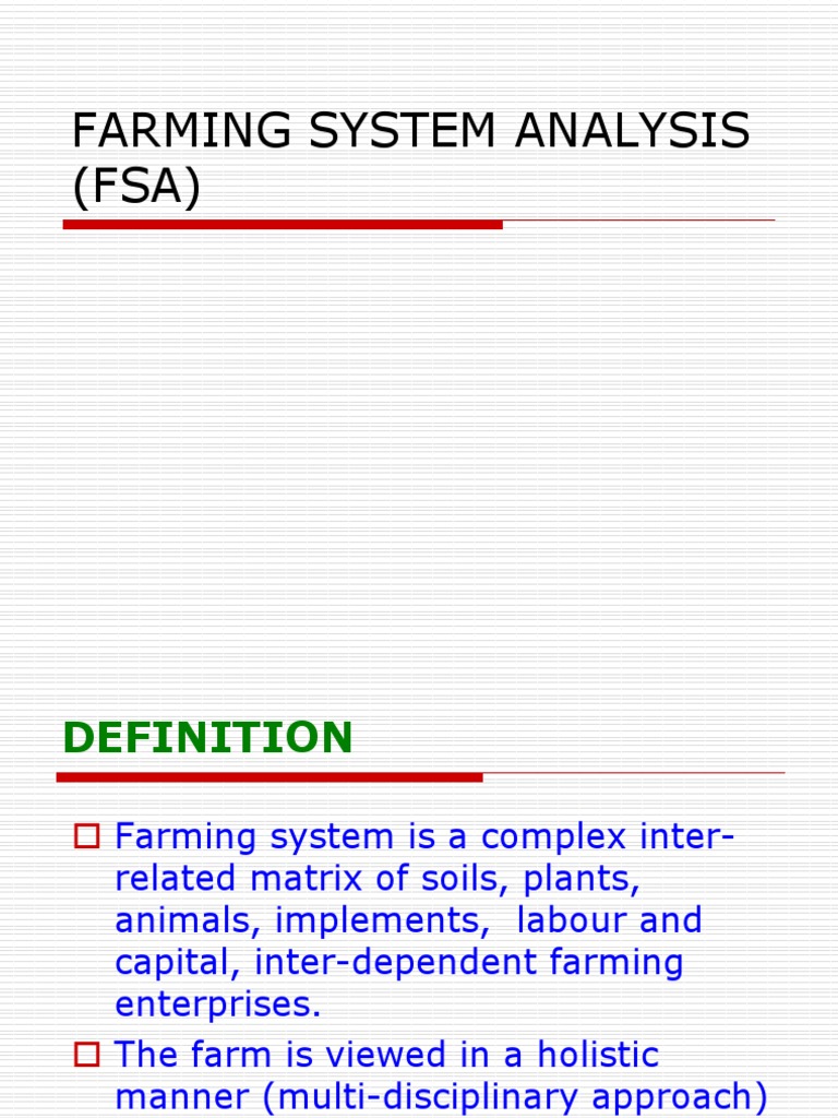 Farming System Analysis Fsa | PDF
