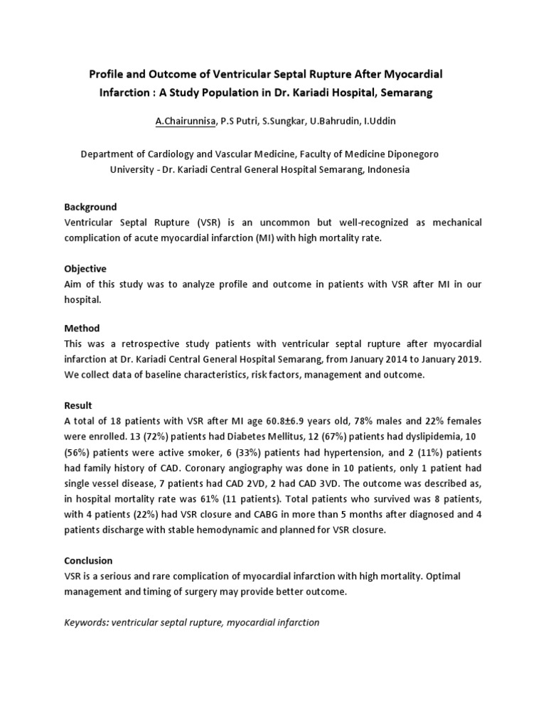 Laporan Kasus VSR Ventrikel Septal Rupture | PDF