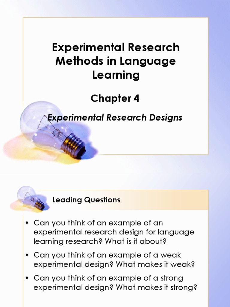 Chapter 4 Experimental Research Designs | PDF | Scientific Control ...