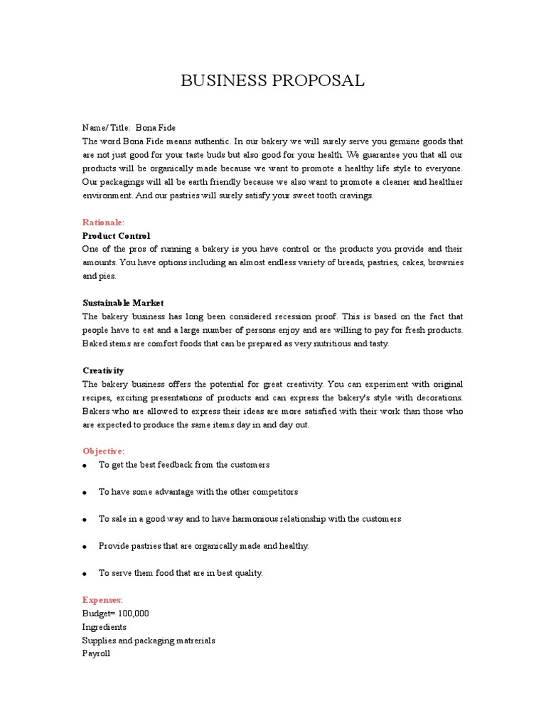 Business Proposal: Rationale | PDF