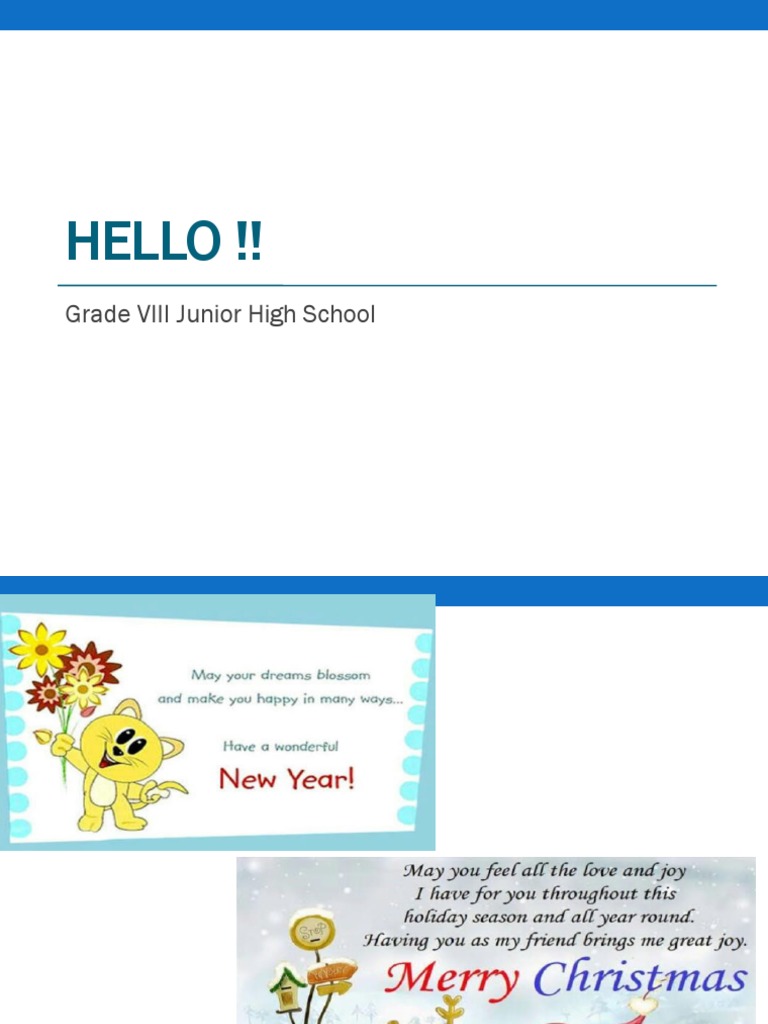 Hello !!: Grade VIII Junior High School | PDF