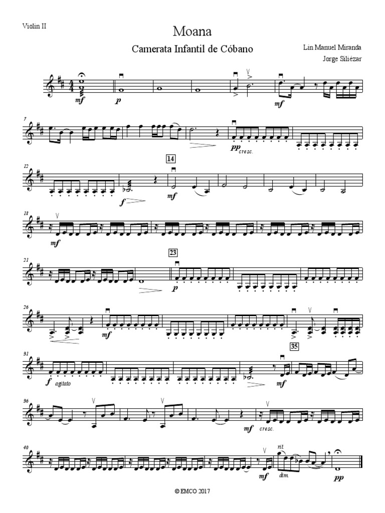 Moana - Violin II | PDF