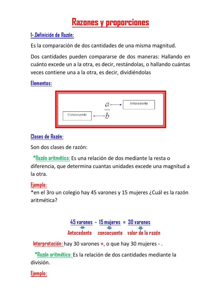 Razones y Proporciones | PDF | Proporción | Números