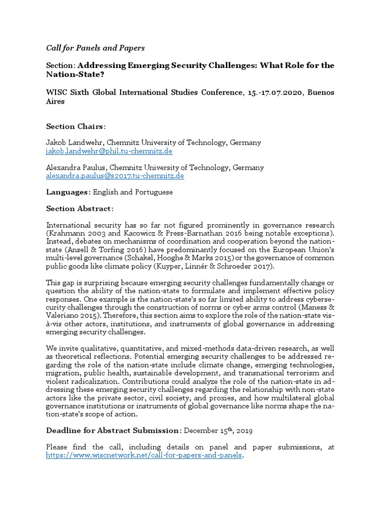 Call For Panels and Papers | PDF