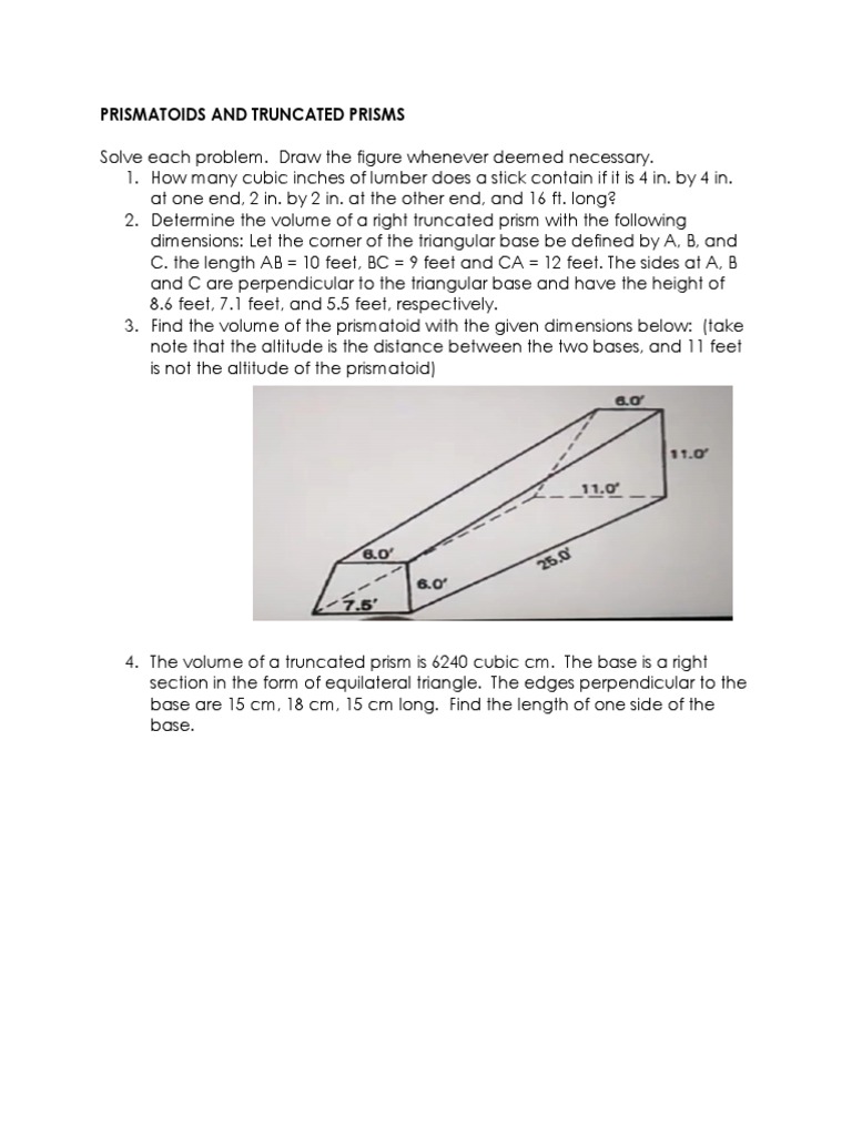 Prismatoids And Truncated Prisms