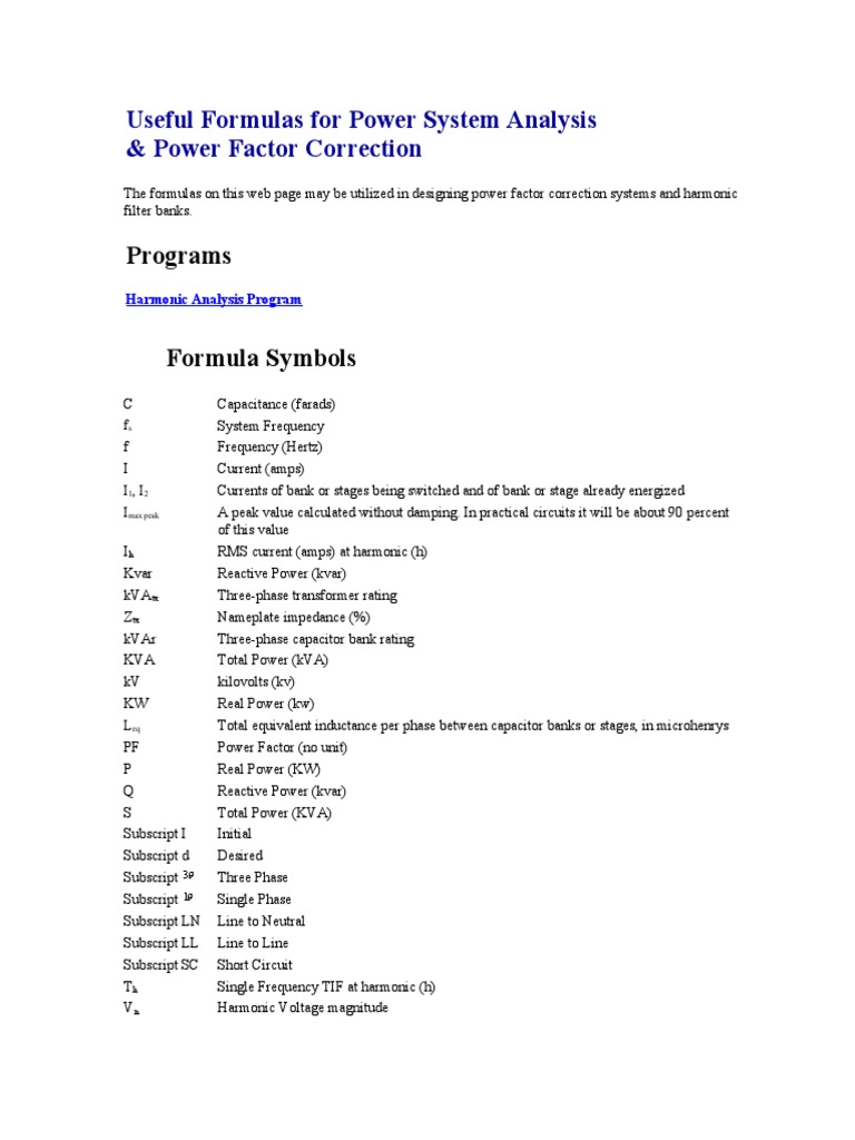 A Comprehensive Guide to Power System Analysis Formulas for Power ...