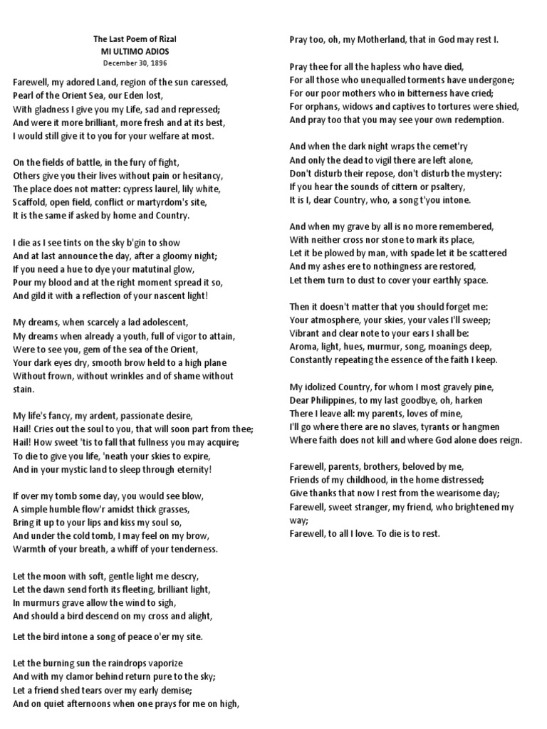 Poems of Jose Rizal | PDF | Poetry