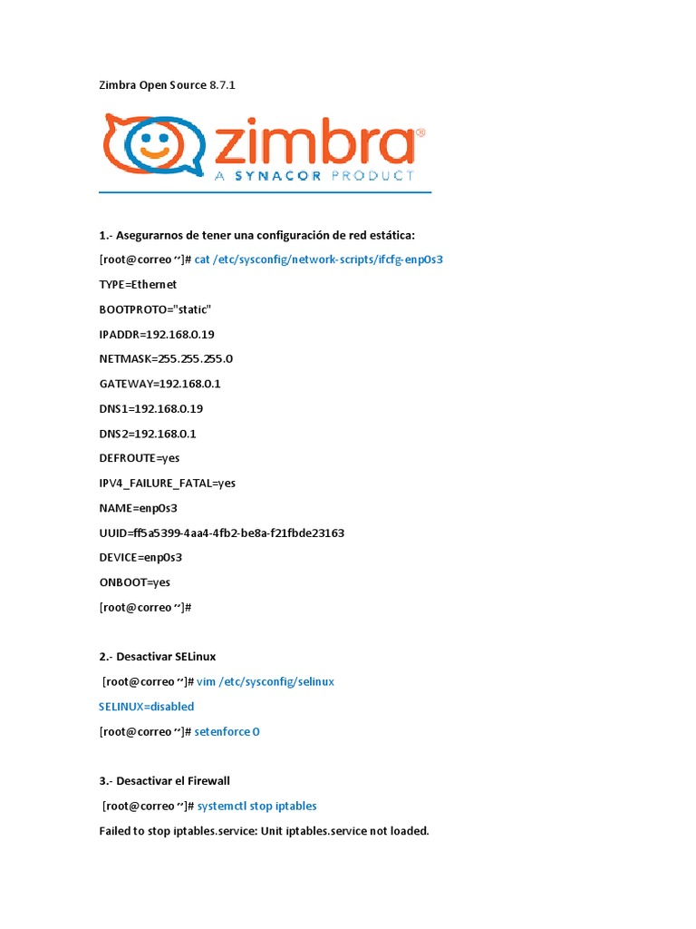 Zimbra 8.7.1 Installation Guide | PDF | Proxy Server | Transport Layer ...