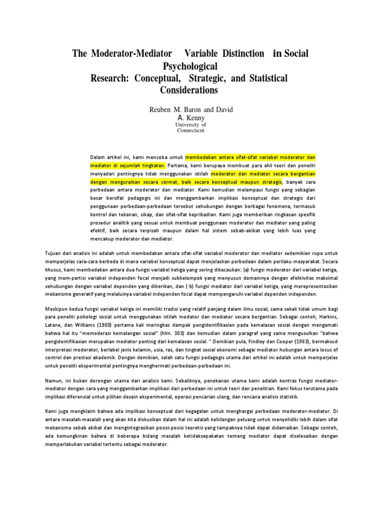 Translate Jurnal - Moderator Mediator Variabel | PDF | Karier ...
