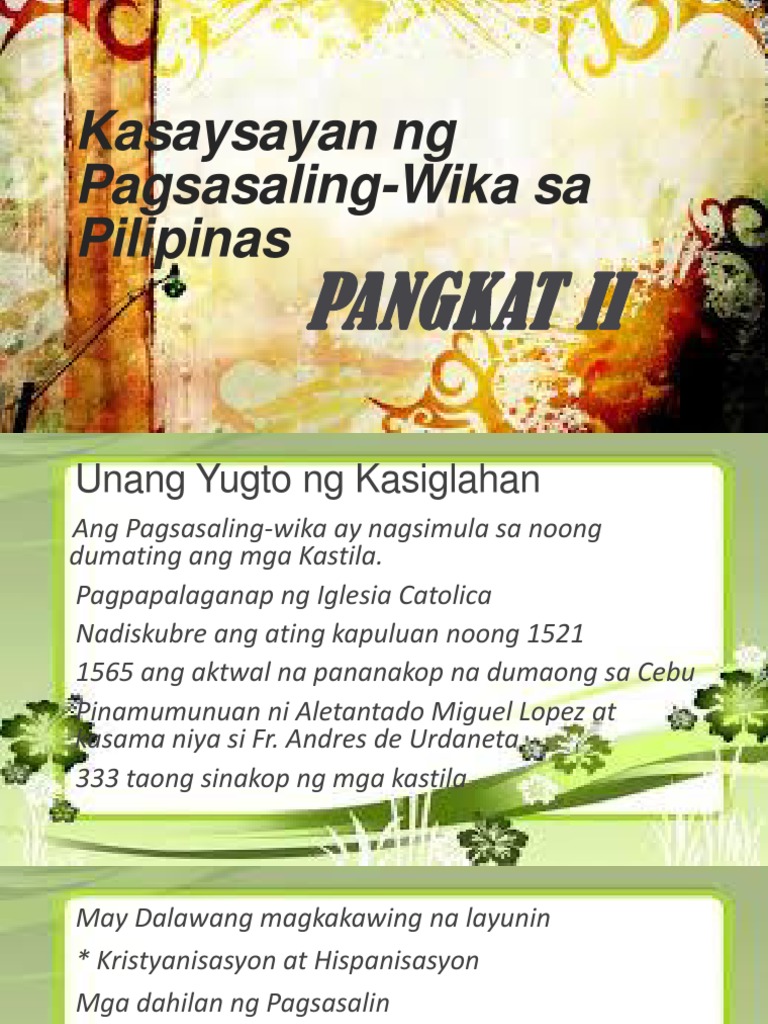Kasaysayan ng Pagsasaling-Wika sa Pilipinas: Pangkat Ii