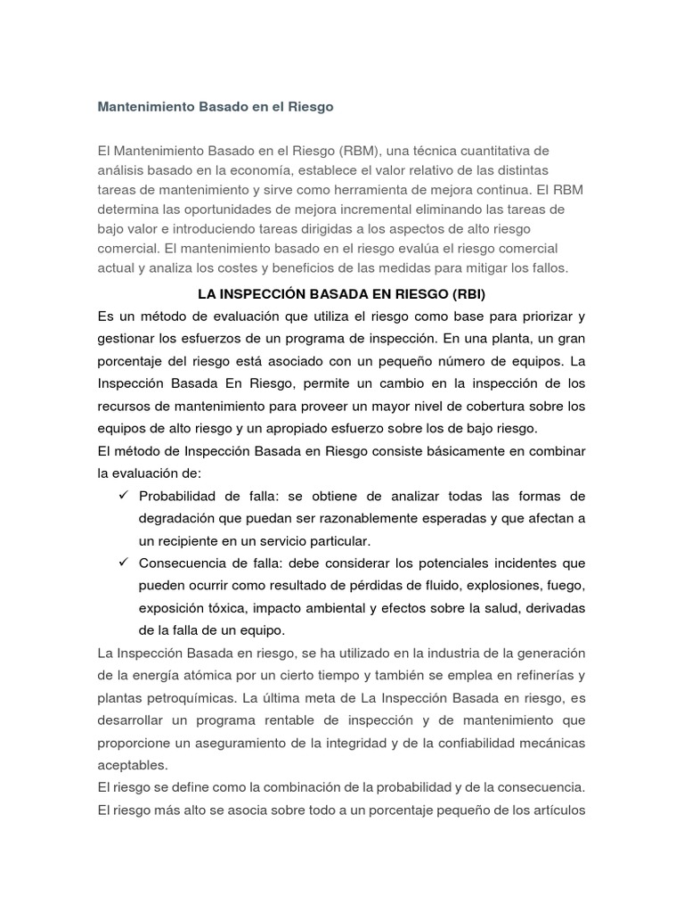 (RBM) + (Rbi) .. | PDF | Ingeniería de confiabilidad