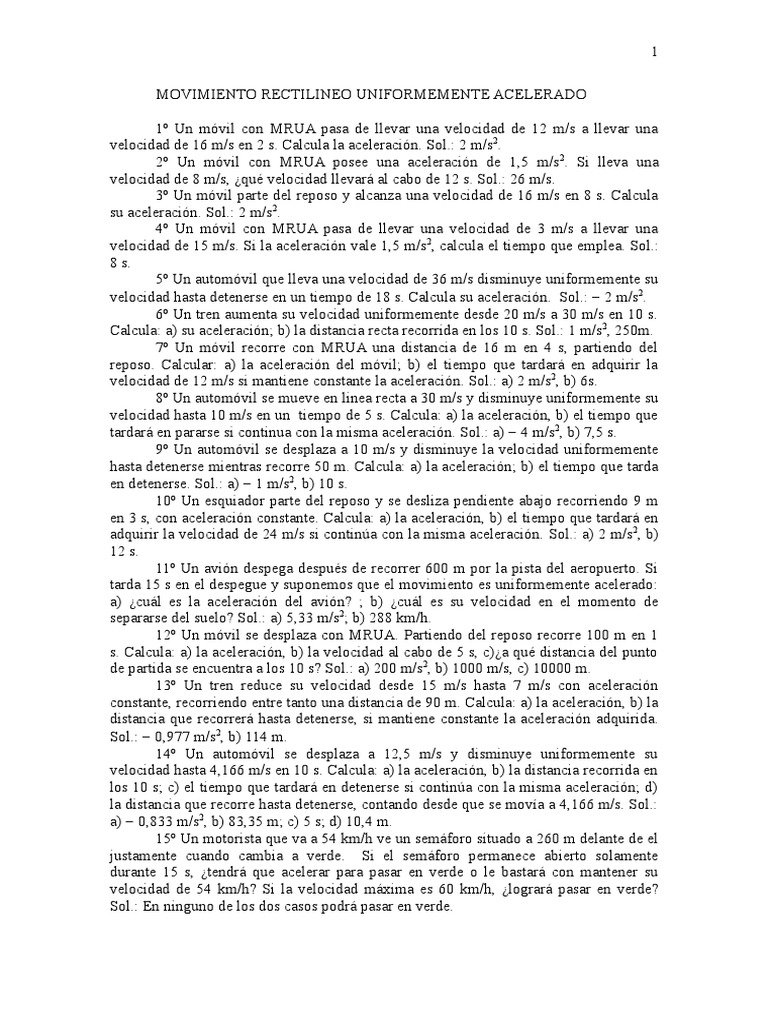 Movimiento Mru | PDF | Aceleración | Velocidad