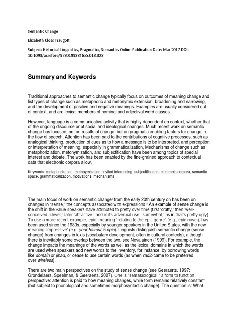 Semantic Change | PDF | Semantics | Human Communication