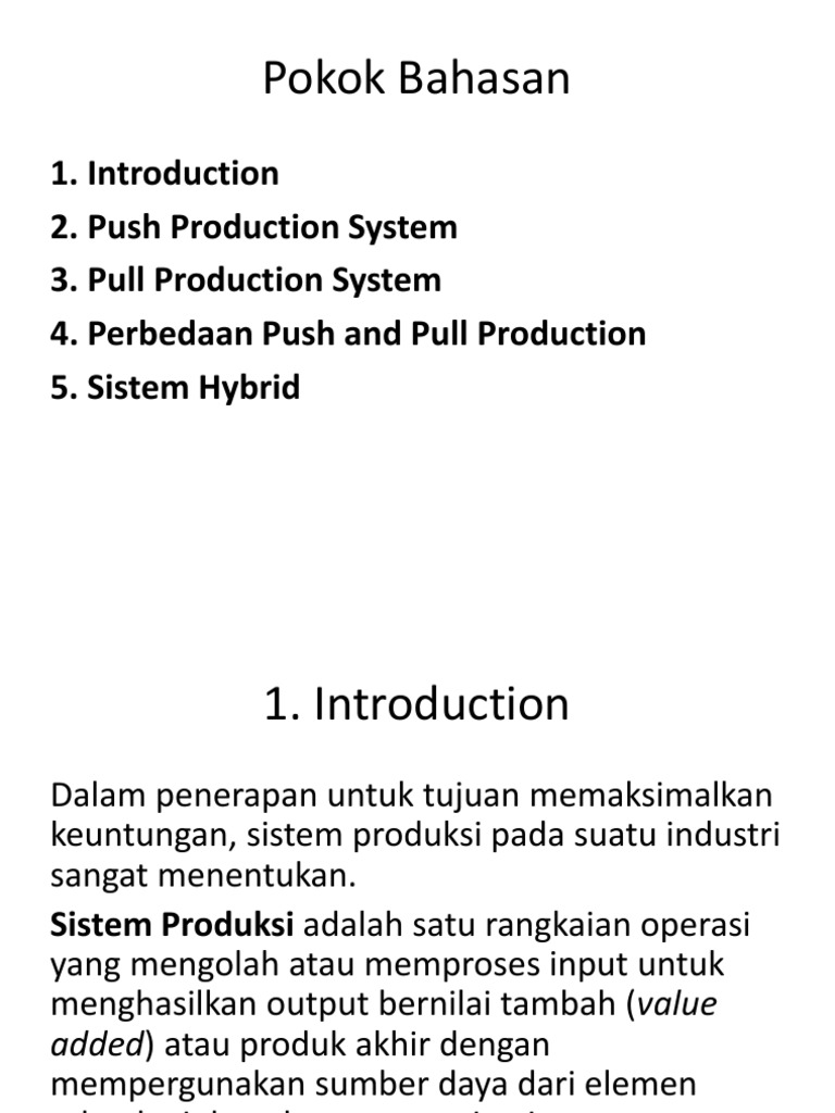 Perbandingan Sistem Push dan Pull Produksi | PDF