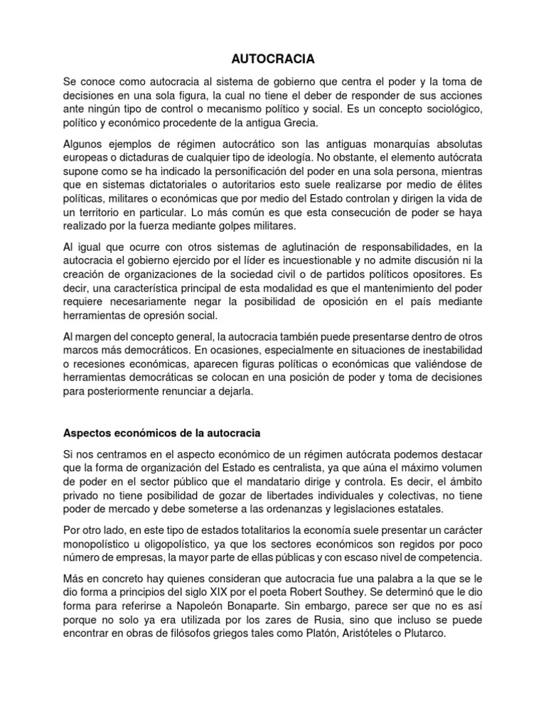 Autocracia | PDF | Dictadura | Autoritarismo