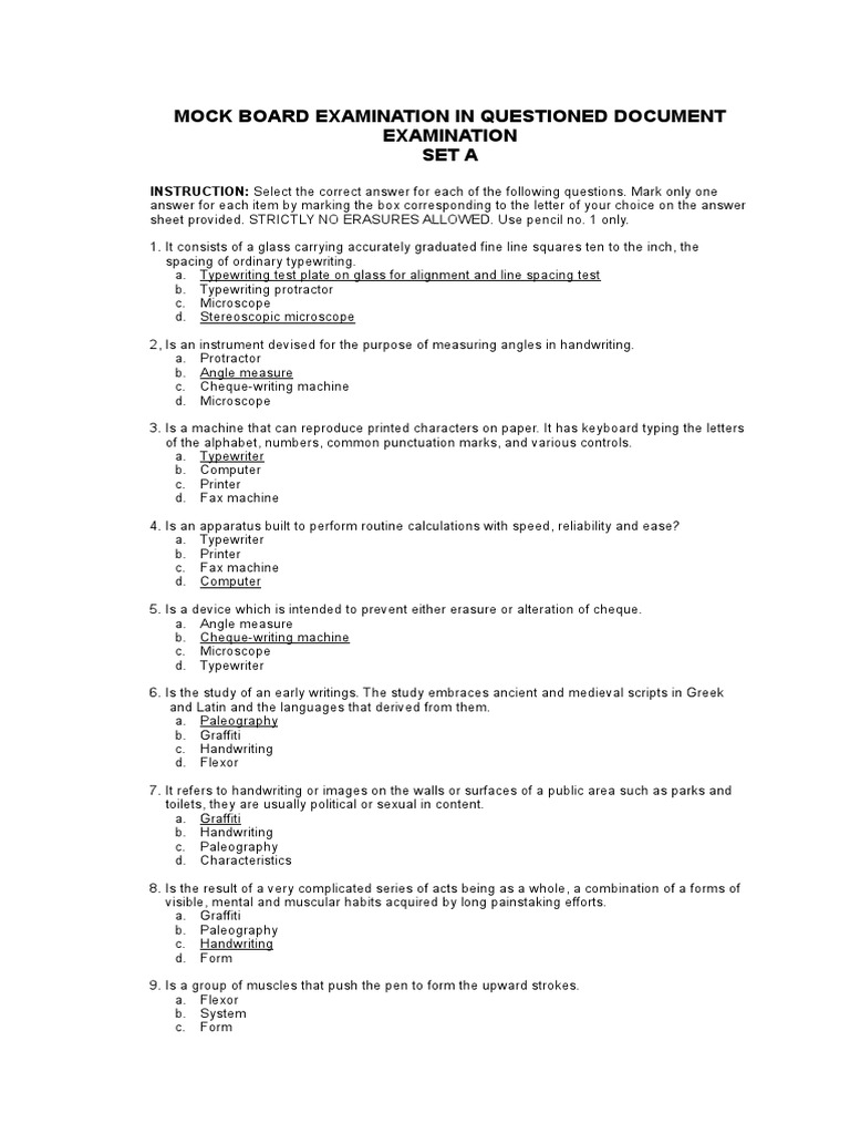 Questioned Document-WITH ANSWER | PDF | Fingerprint | Bullet