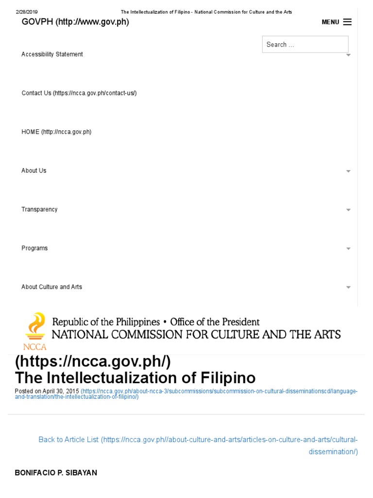 The Intellectualization of Filipino - National Commission For Culture ...