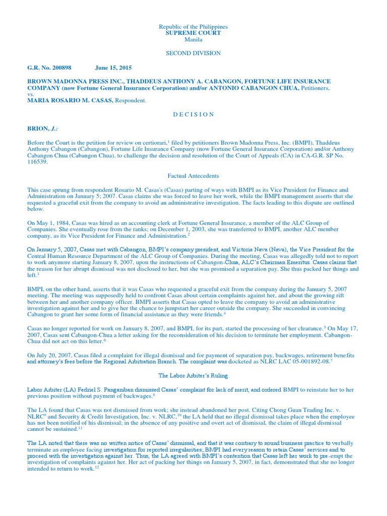 Abandonment Of Work Pdf Employment Judgment Law