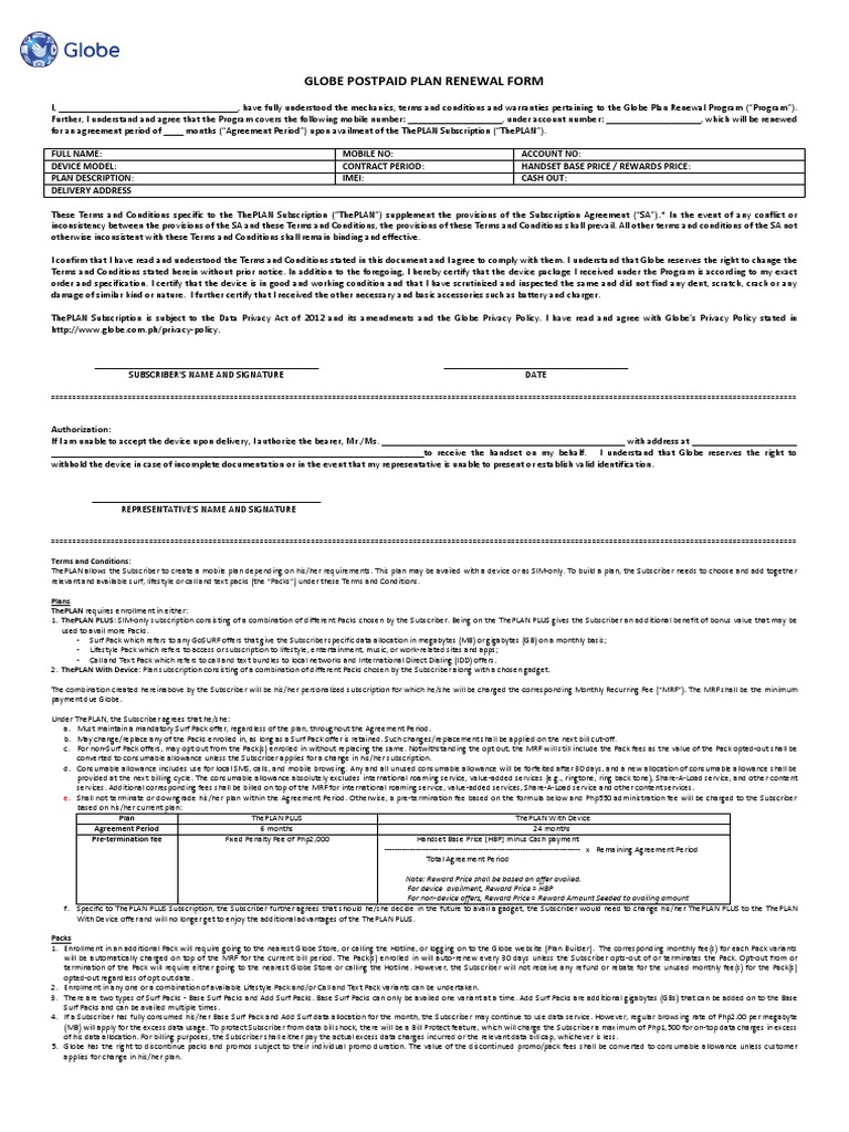 Plan Renewal Form v3 - 20190201 | PDF | Subscription Business Model ...